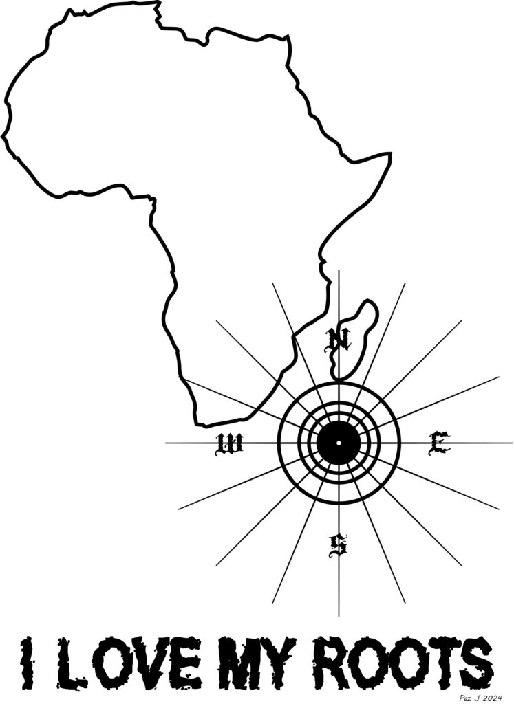I Love My Roots – Africa Map With Compass Rose Printable Art